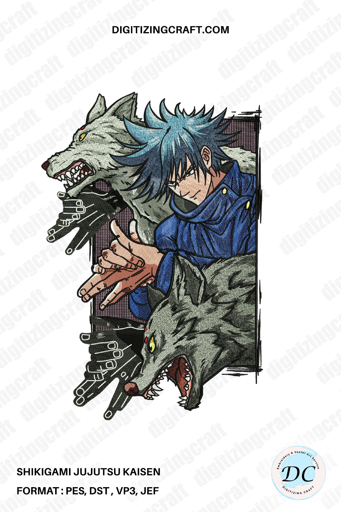 Shikigami Jujutsu kaisen embroidery design file – Digitizing Craft