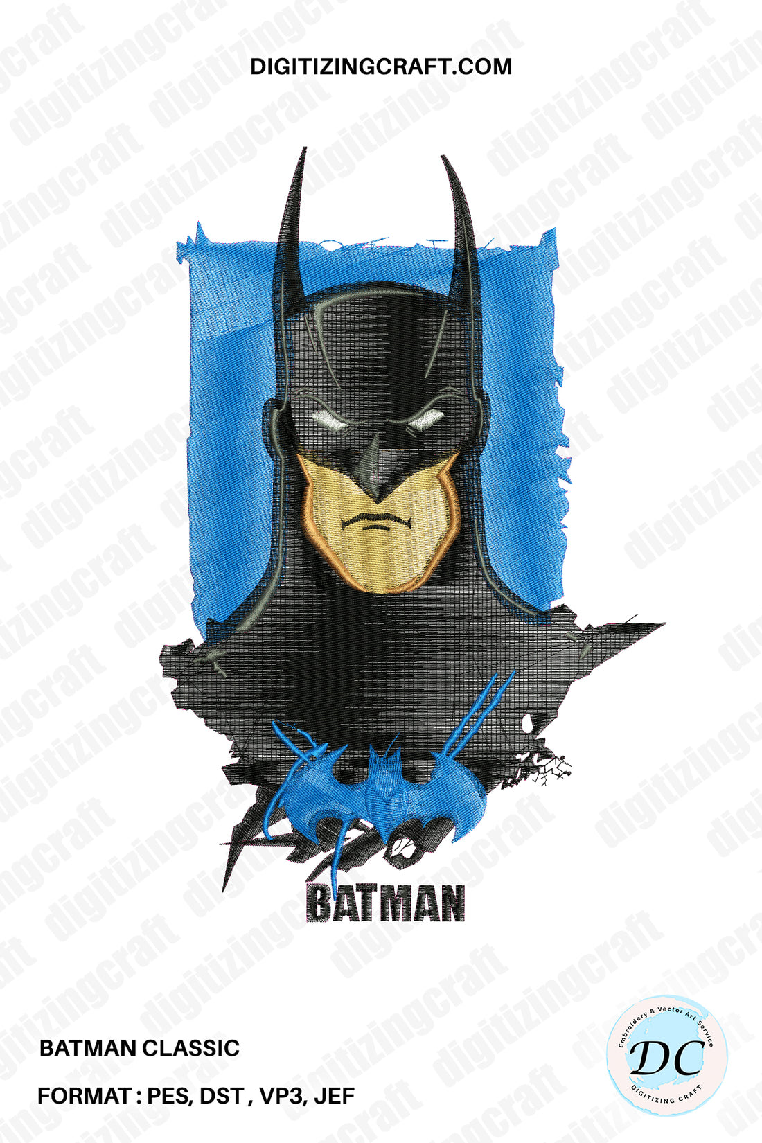 Batman Classic Embroidery Design – Digitizing Craft