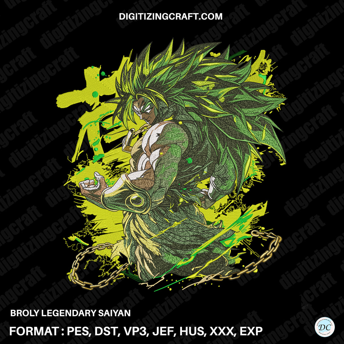 Broly Legendary Saiyan Embroidery Design File – Digitizing Craft