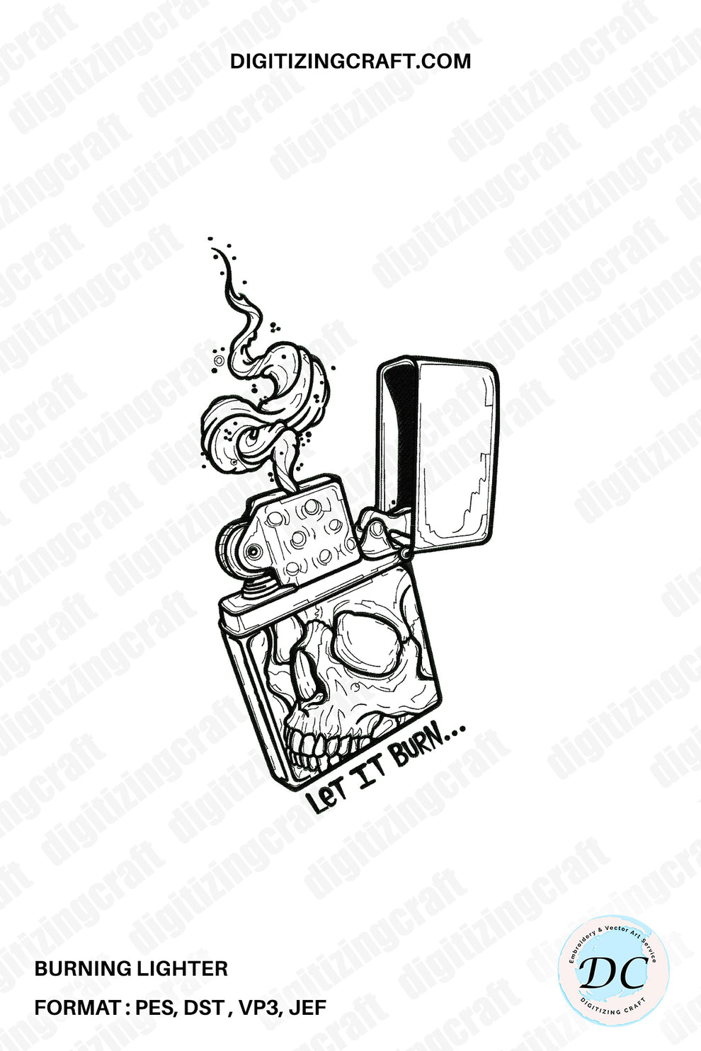 Bruning Lighter Embroidery Design – Digitizing Craft