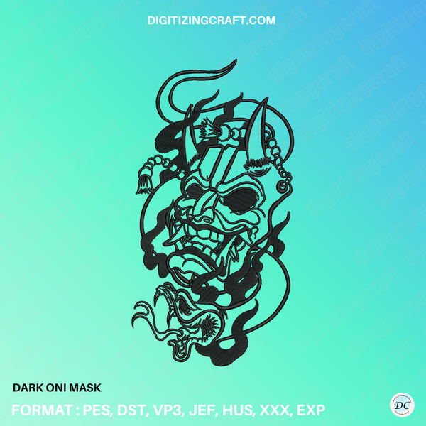 Dark Oni Mask Embroidery Design file – Digitizing Craft
