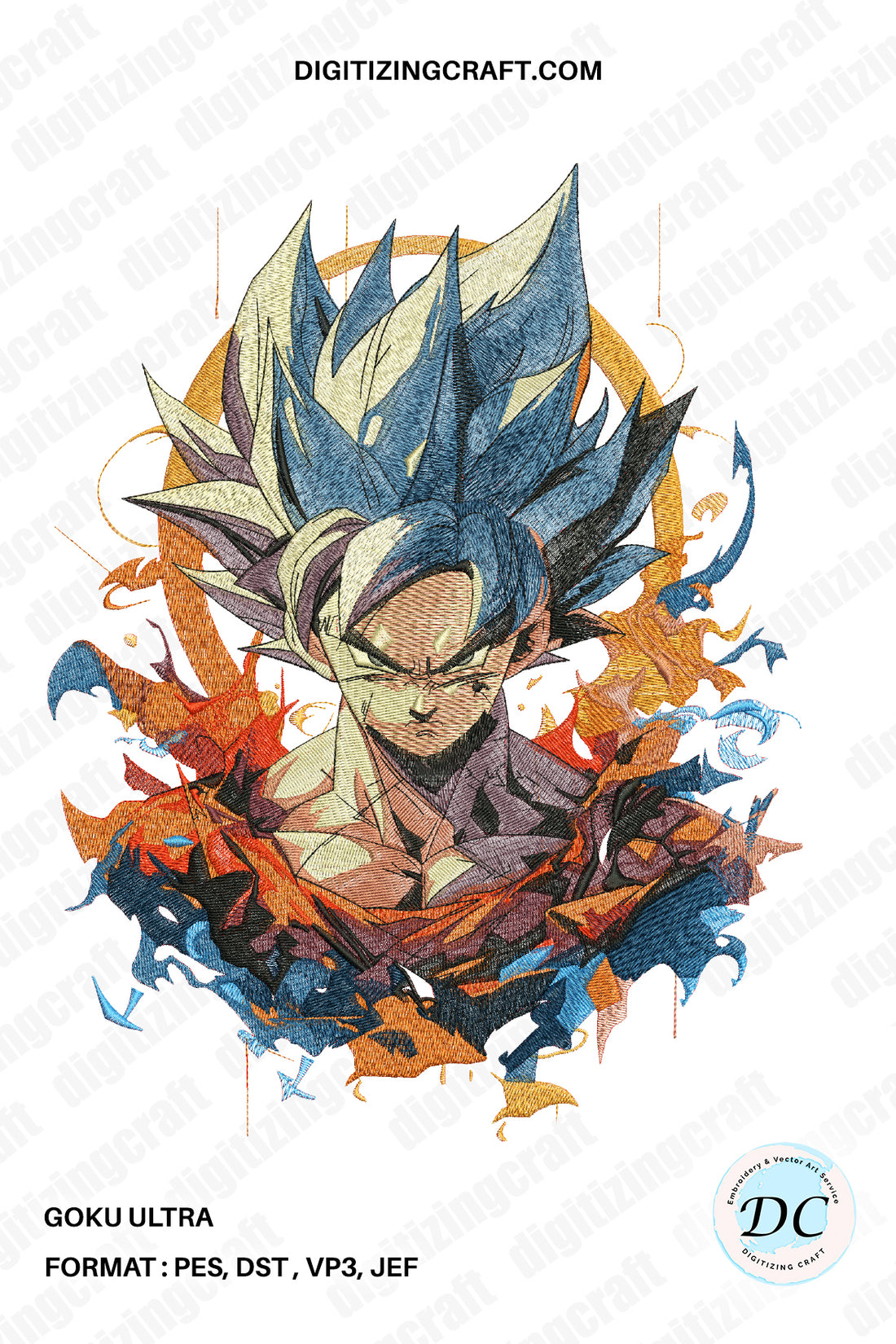 Goku Ultra Embroidery Design – Digitizing Craft