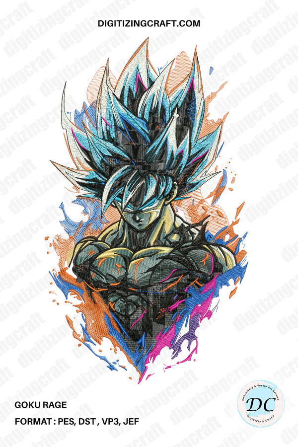 Goku Rage embroidery design – Digitizing Craft
