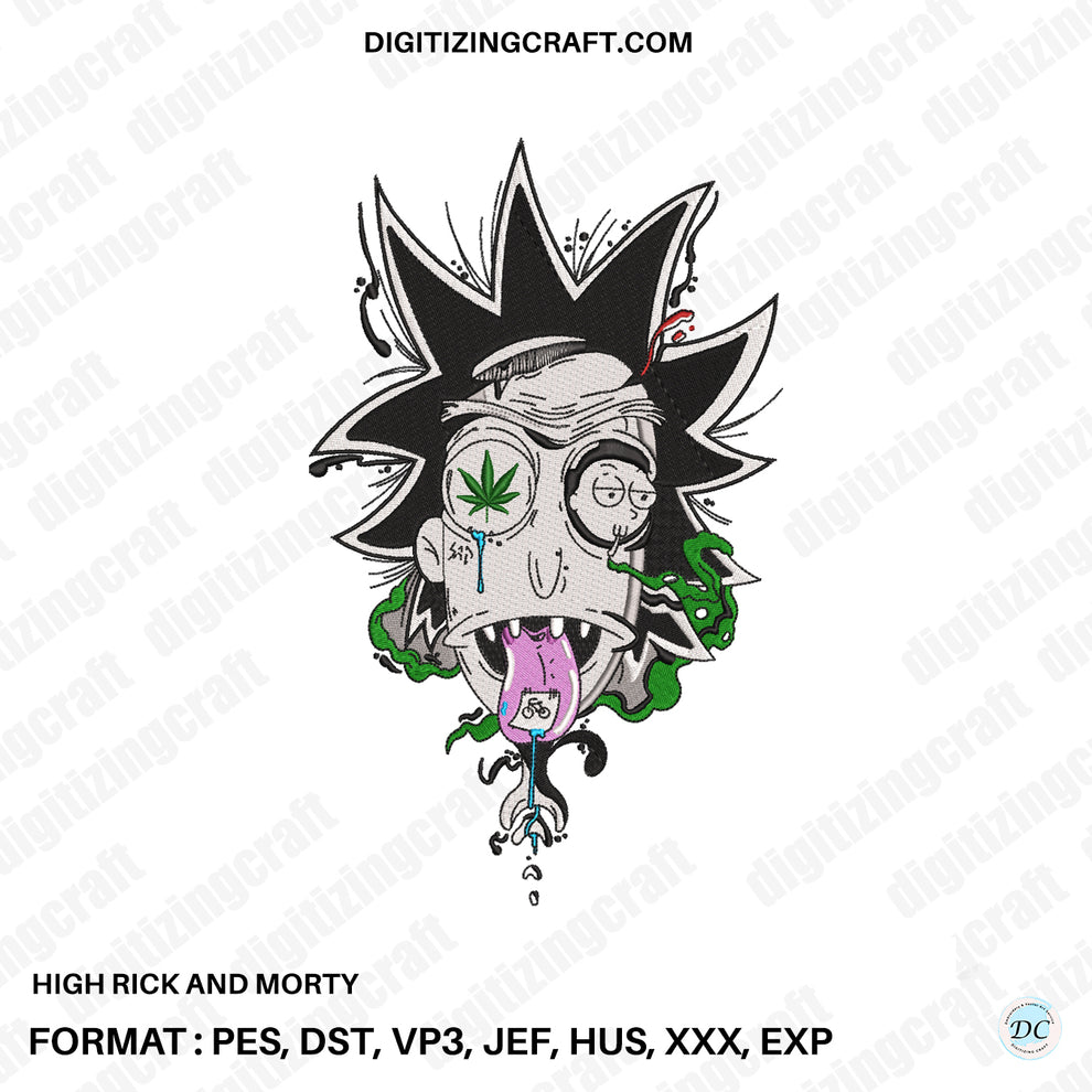 High Rick and Morty Embroidery design – Digitizing Craft
