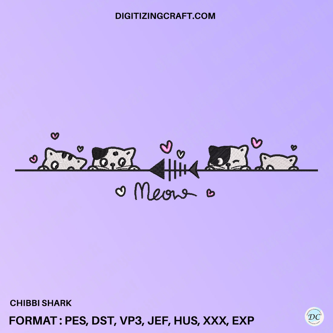 Meow Embroidery Design File (Minimal) – Digitizing Craft