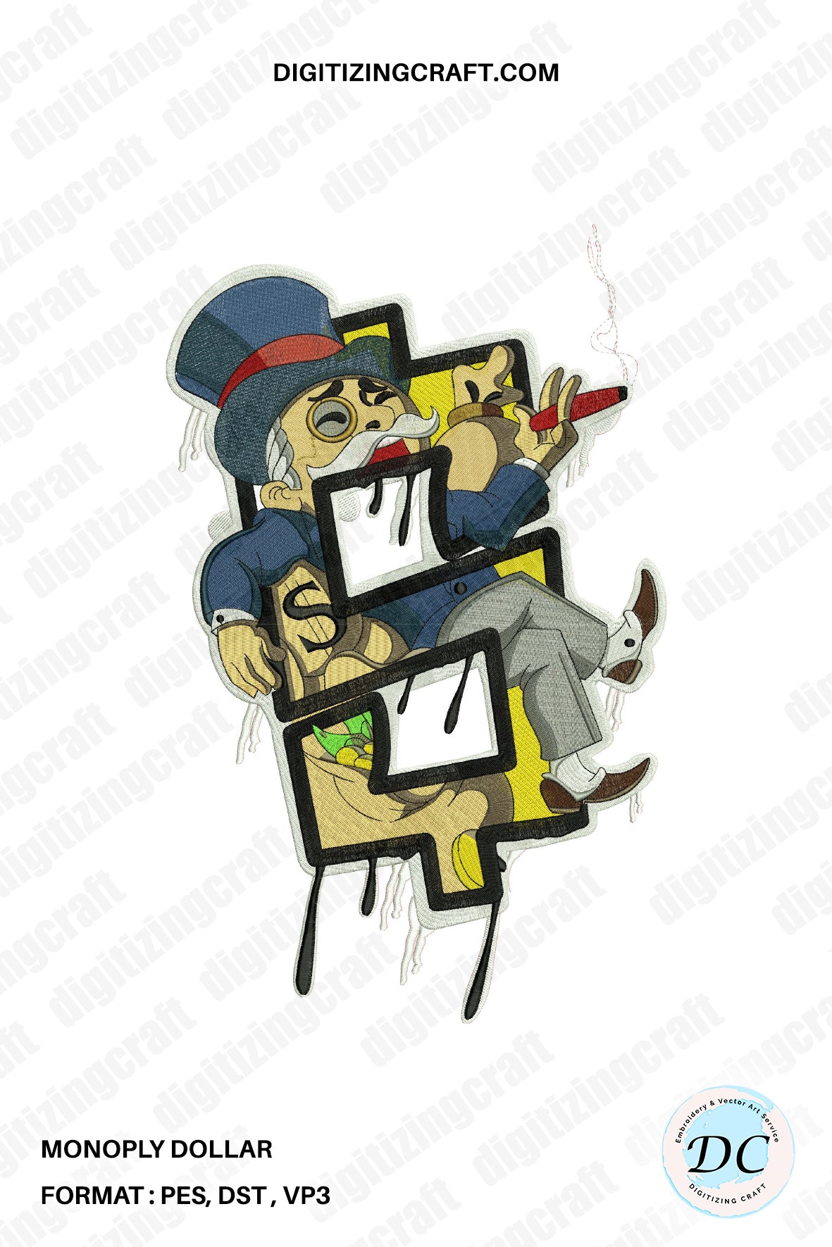 Monoply embroidery design file – Digitizing Craft