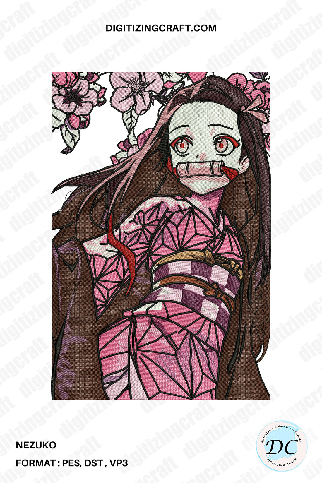 Nezuko Embroidery Design – Digitizing Craft