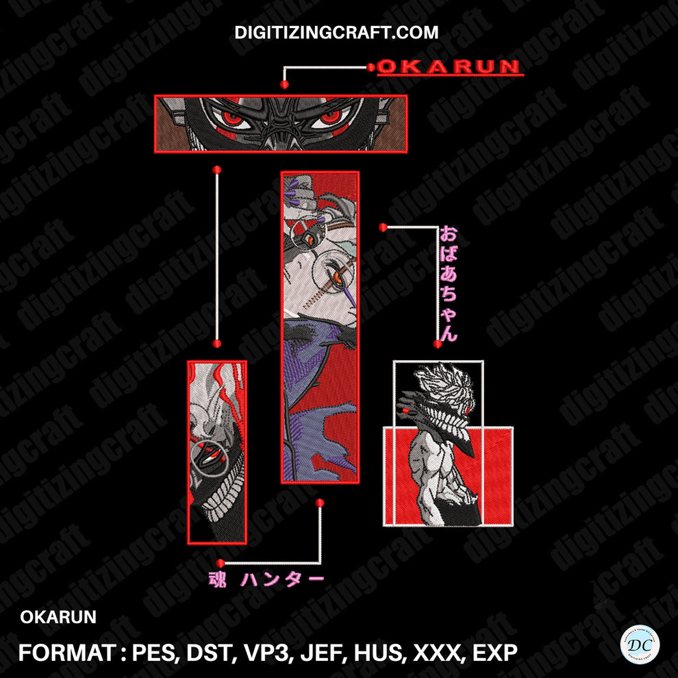 Dandadan Okarun embroidery design file – Digitizing Craft