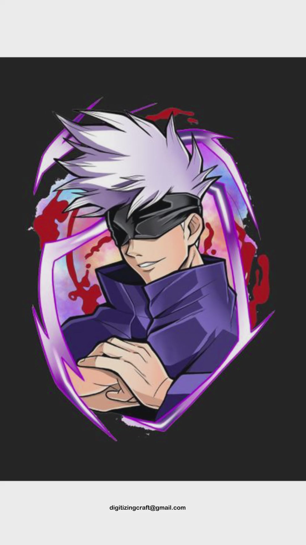 Gojo Jujutsu Kaisen Embroidery Design – Digitizing Craft