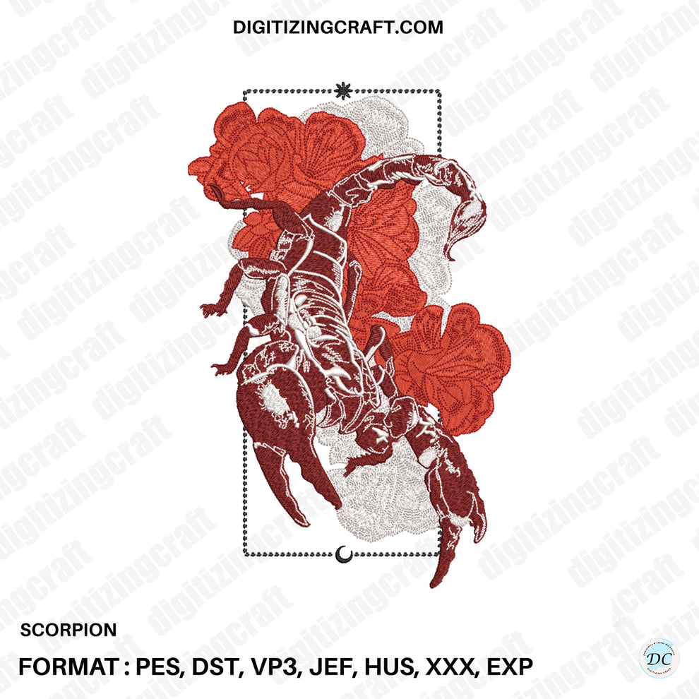 Scorpion Embroidery design file – Digitizing Craft