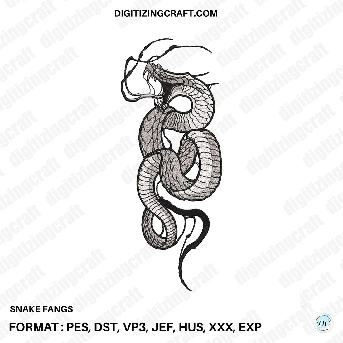 Snake Fangs Embroidery Design File – Digitizing Craft
