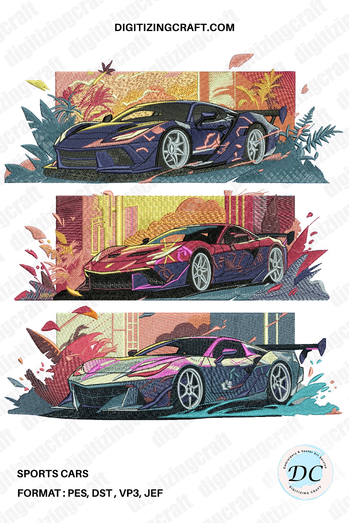 Sports Cars Embroidery Design – Digitizing Craft