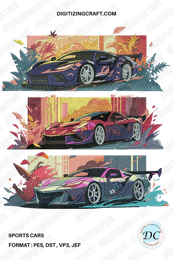 Sports Cars Embroidery Design – Digitizing Craft