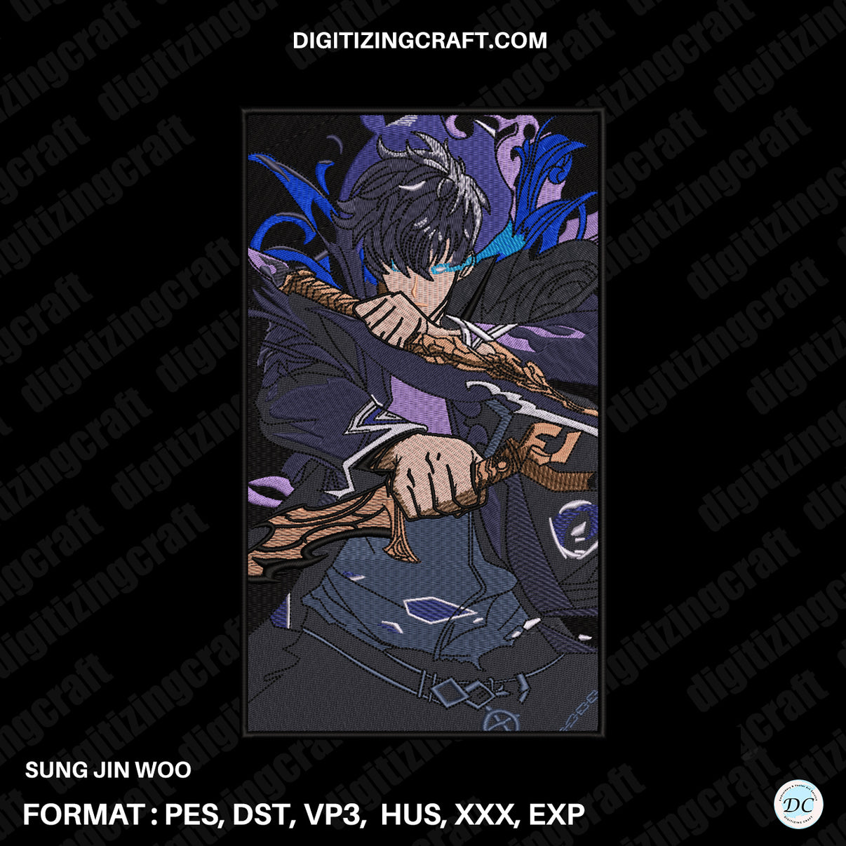 Sung Jin Woo Solo Leveling Embroidery Design File – Digitizing Craft