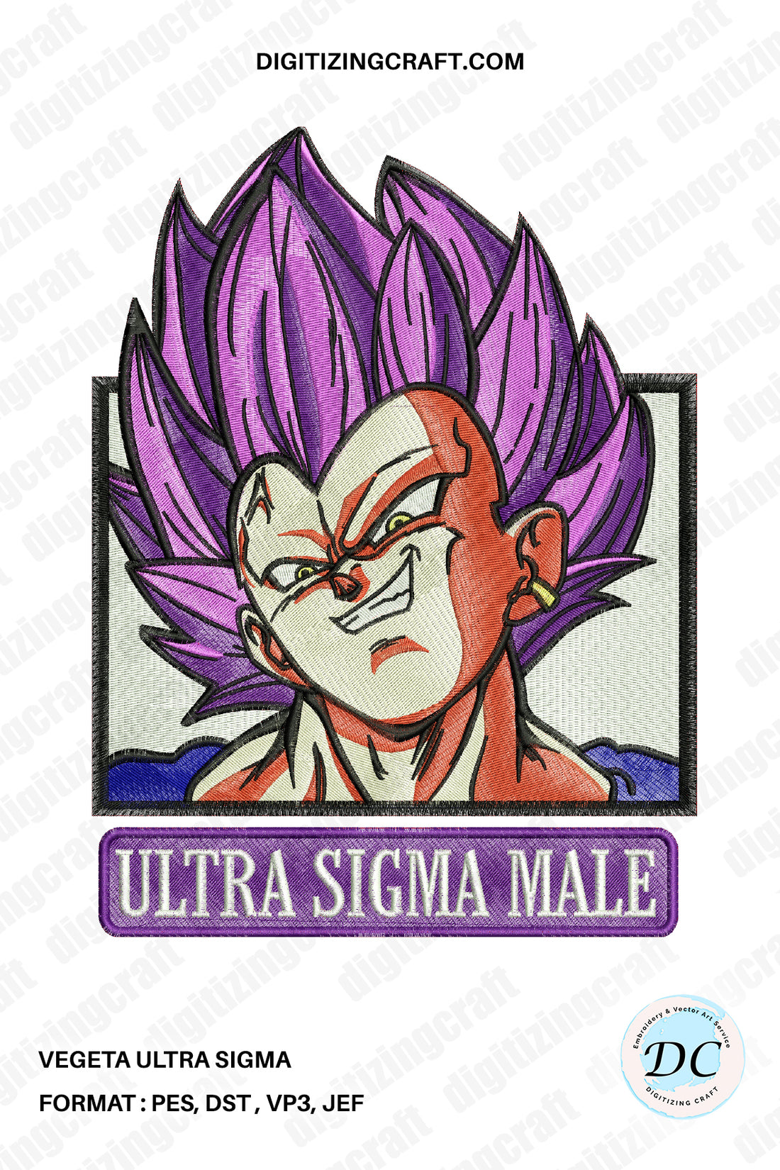 Vegeta Ultra Sigma Embroidery Design – Digitizing Craft